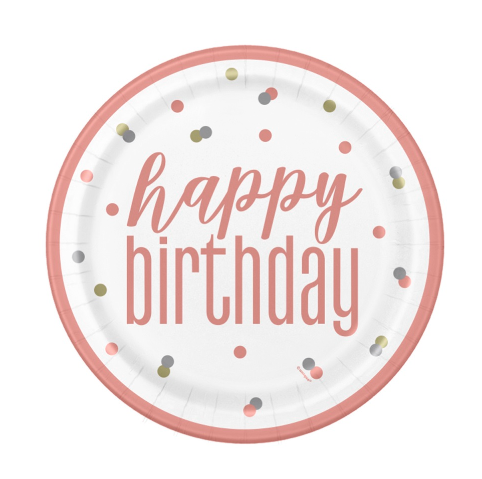 plato happy birthday rosa - 8 pzs | Coloryfiestas