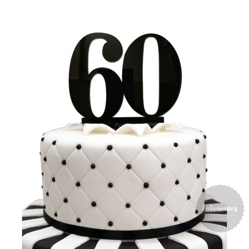 Number 60 - Black Acrylic Cake Topper