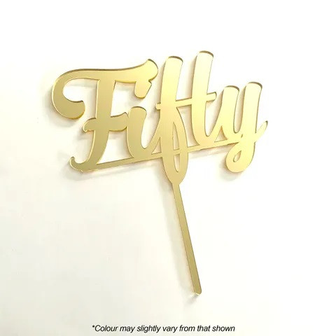Fifty Gold Mirrored Cake Topper | cakewaves