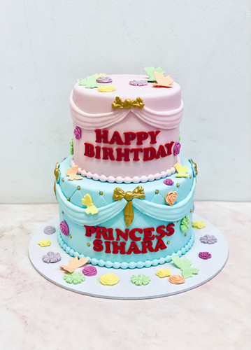 Princess Themed Two Tier Birthday Cake | cakewaves