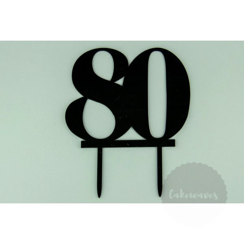 Number 80 - Black Acrylic Cake Topper