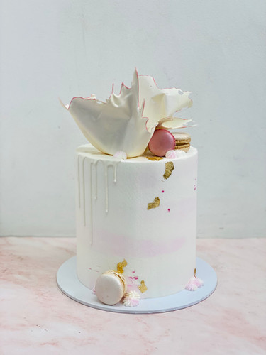 White With Pink Smear Special Occasion Cake | cakewaves