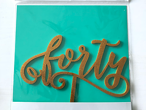 Script Forty Gold Cake Topper