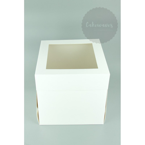 10 inch White Tall Cake Box With Window | cakewaves