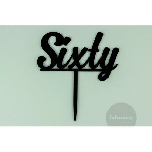 Sixty Script - Black Acrylic Cake Topper