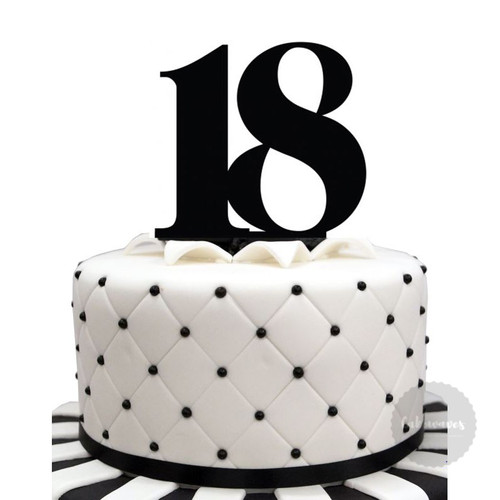 Number 18 - Black Acrylic Cake Topper | cakewaves