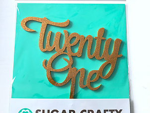 Script Twenty One Gold Cake Topper
