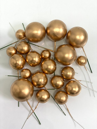 Metallic Gold Ball Topper 20pc | cakewaves