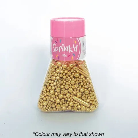 Gold Metallic Sprinkle Mix 100g | cakewaves