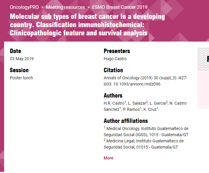 Molecular sub types of breast cancer in a developing country ...