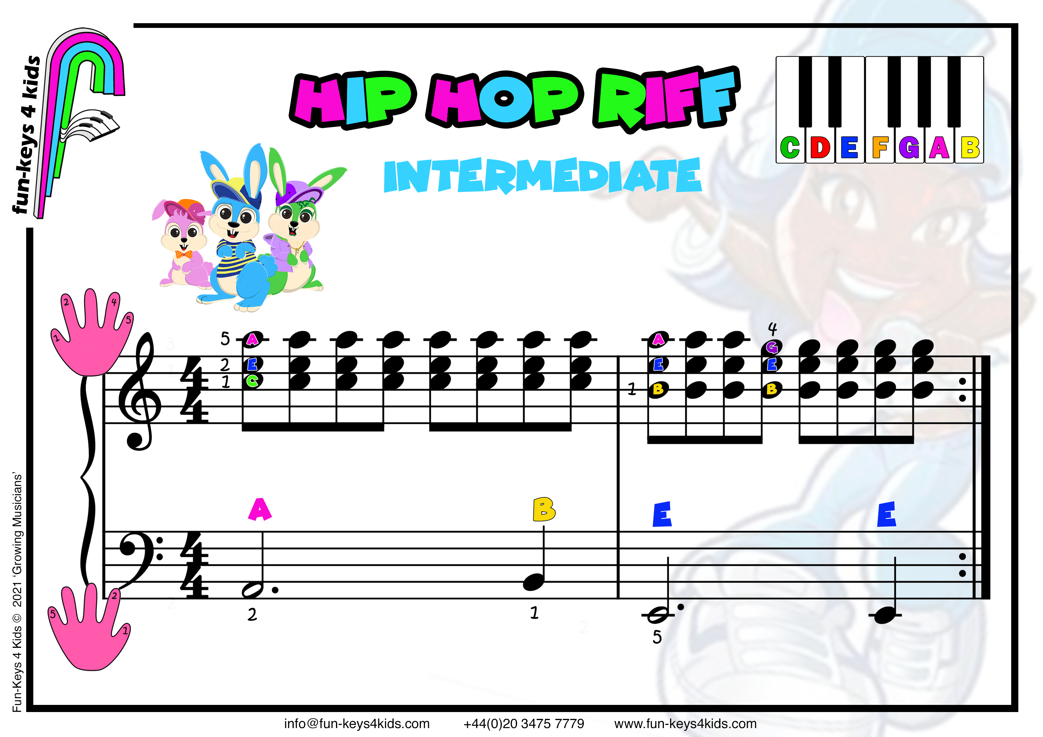 Hip Hop Riff - Easy Piano Tutorial - 3 levels