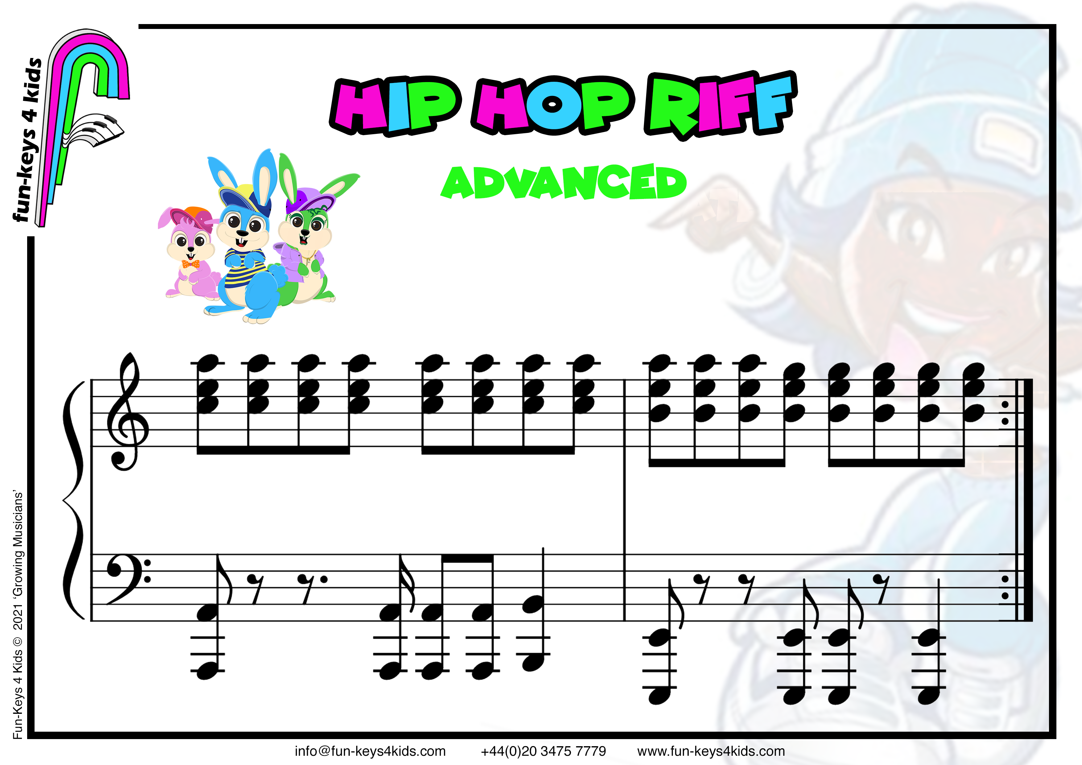 Hip Hop Riff - Easy Piano Tutorial - 3 levels