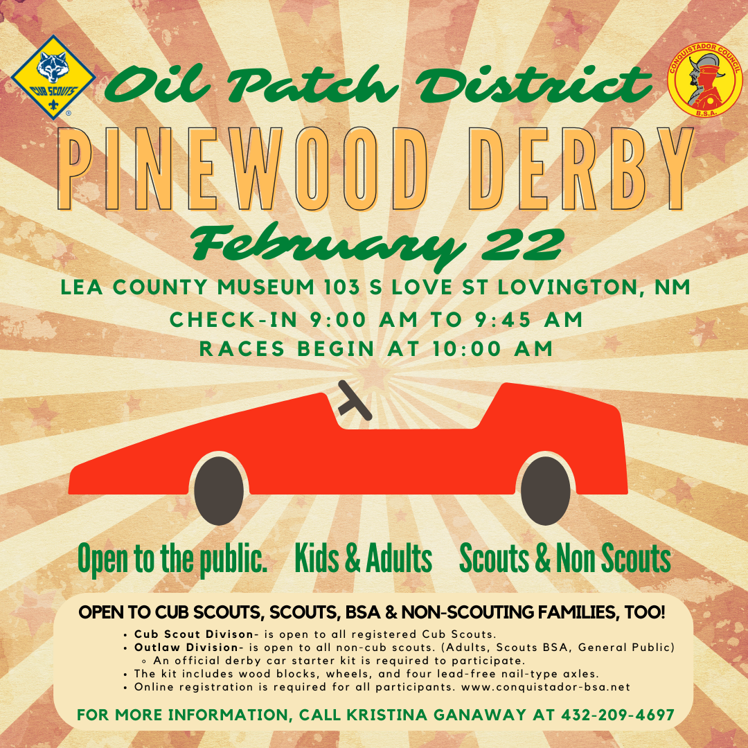 Conquistador Council - Oil Patch Pinewood Derby