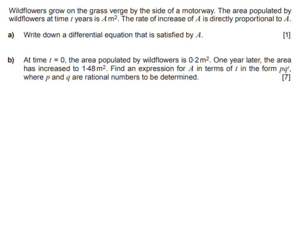 Area flowers rate of change, Area flowers rate of change