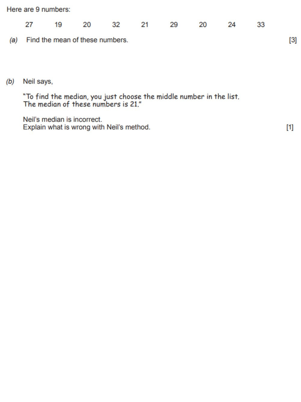 Find mean Past paper questions by topic