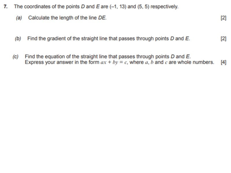 length, gradient, equation