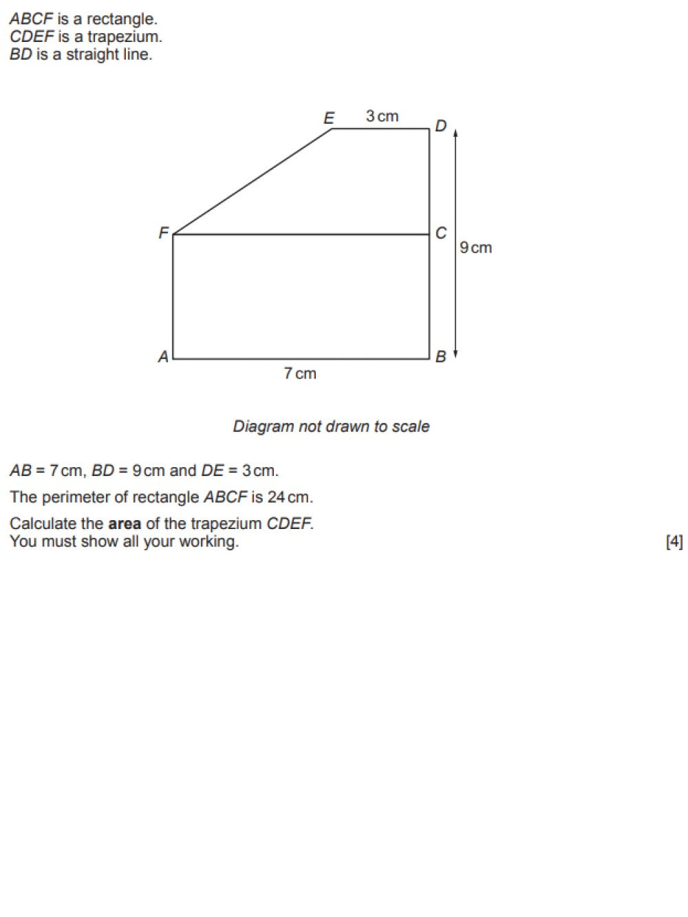 Area of trapezium (find side 1st) Past paper questions by topic
