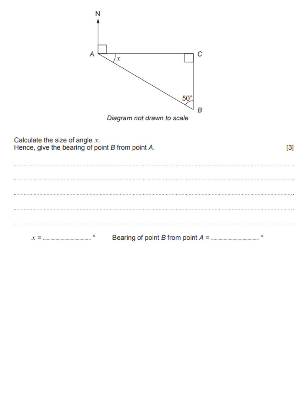 angle in triangle & bearing Past paper questions by topic