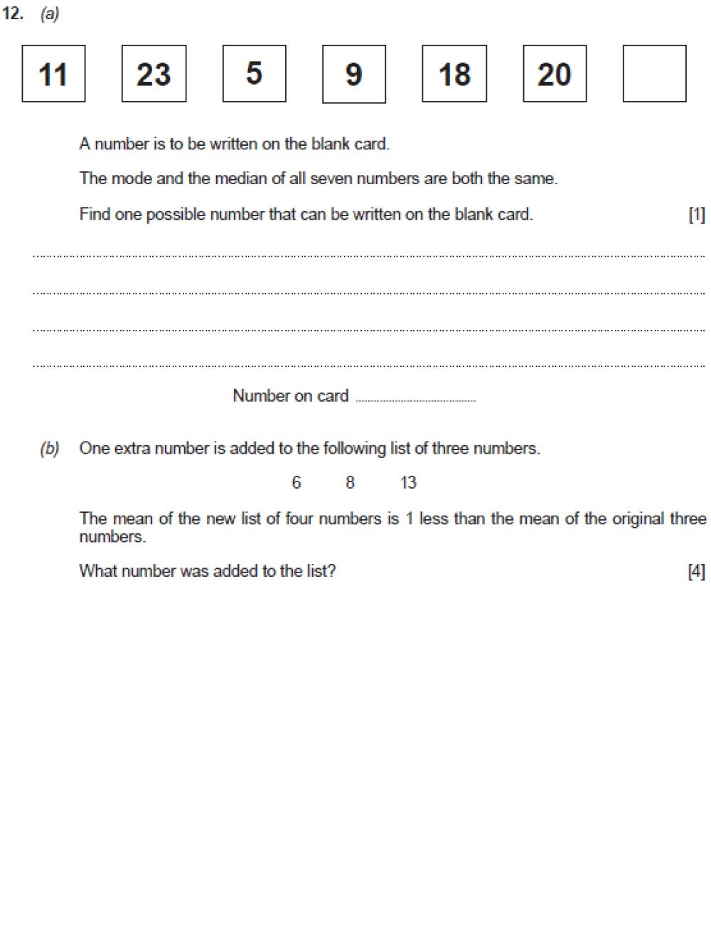 find num so mode=median Past paper questions by topic