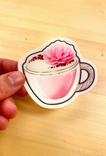 Rose Cream Latte Sticker | Bonfire Blueprints