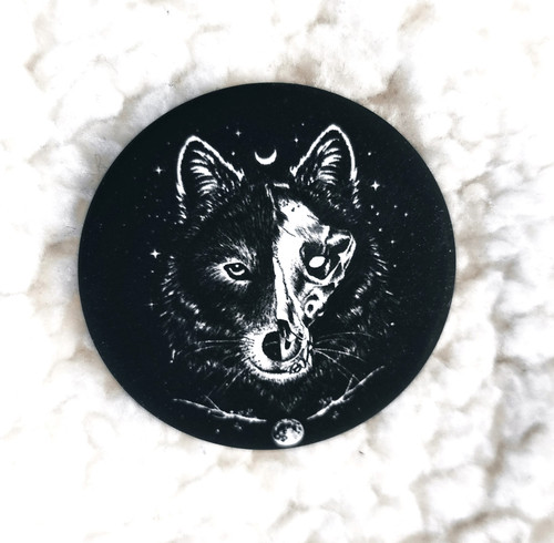 Schwarzer Wolf Button | Tiny Tami