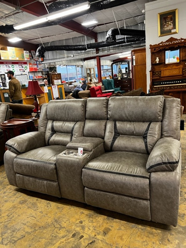 ACROPOLIS GREY MANUAL RECLINING LOVESEAT | Consignment Exchange