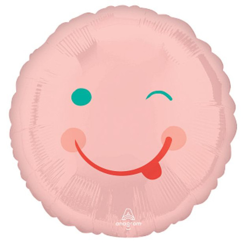 Pink smiley foil balloon 45cm | UP Balloons Orange