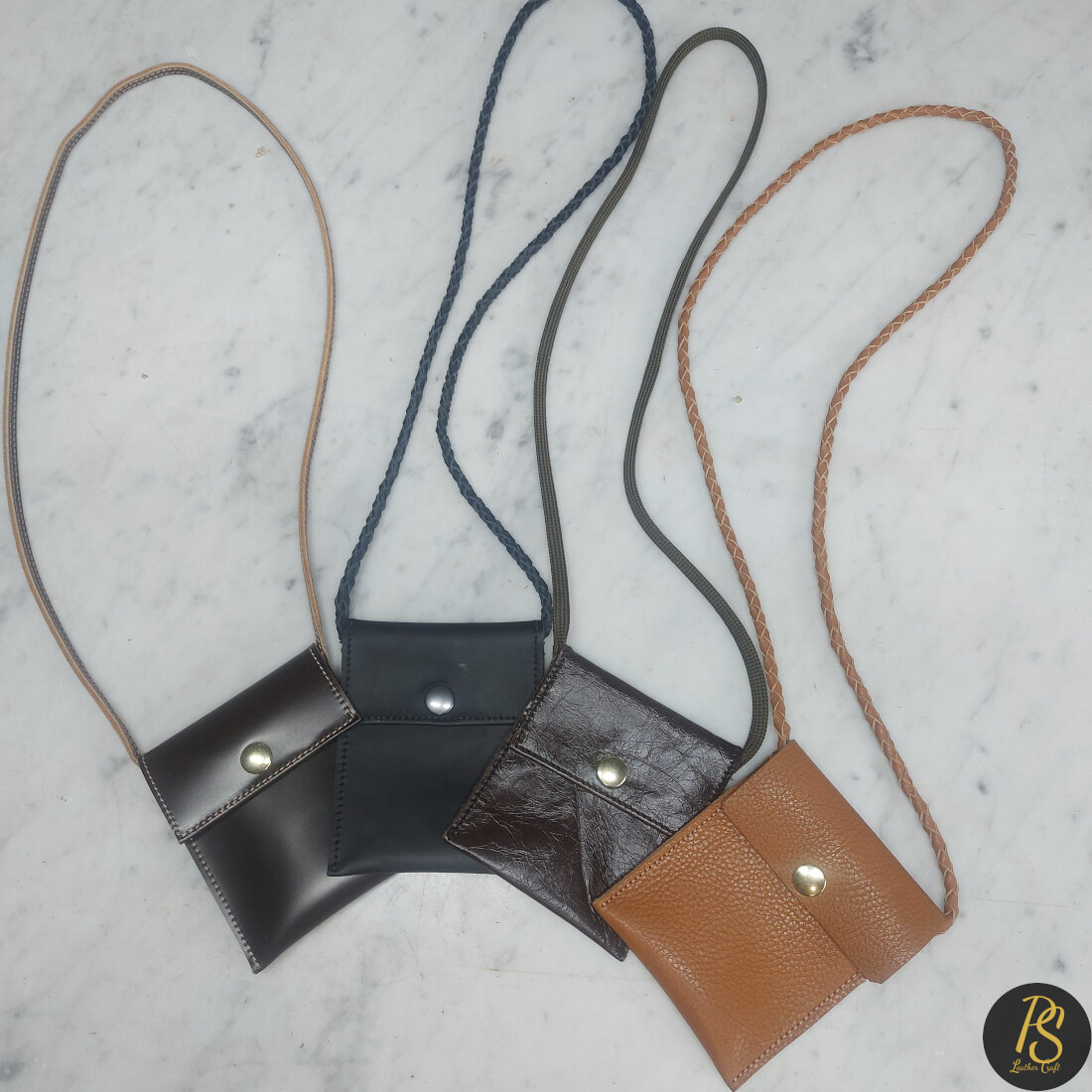 Bespoke Handcrafted Leather Neck Pouches for cards