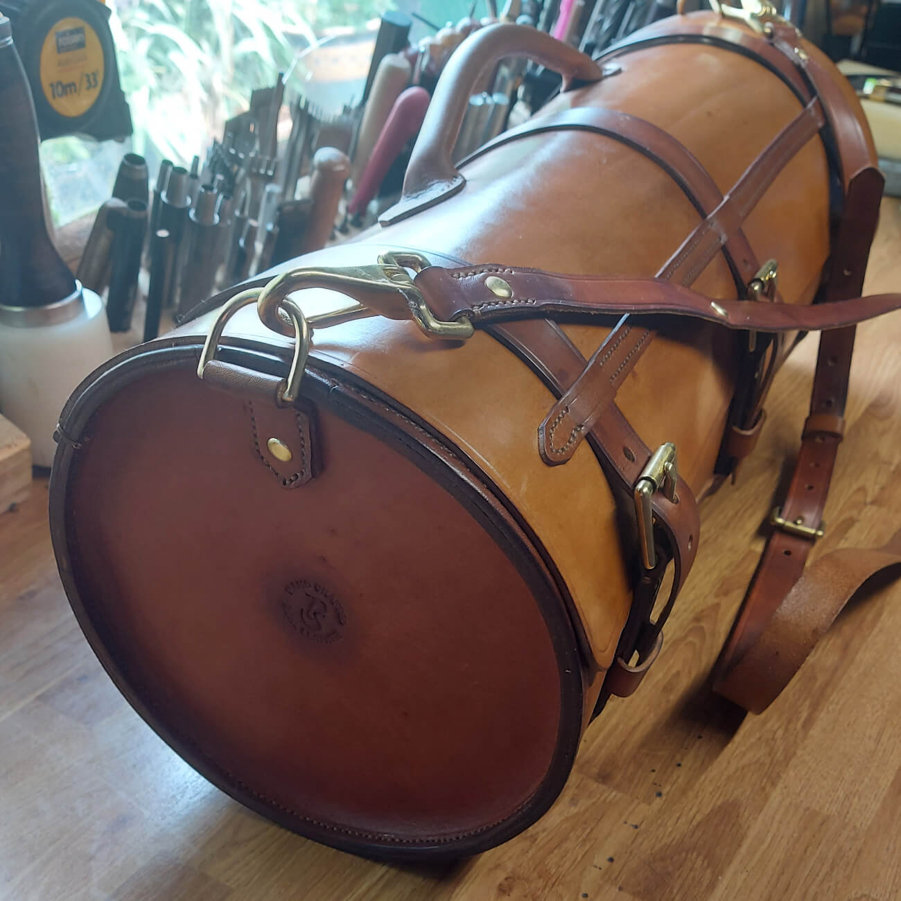 Hand Crafted Leather Barrel Bag-Large