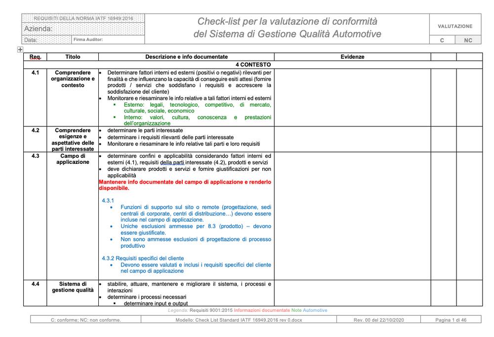 Check list ISO 9001:2015 - IATF 16949:2016, tutti i vantaggi in Audit ...