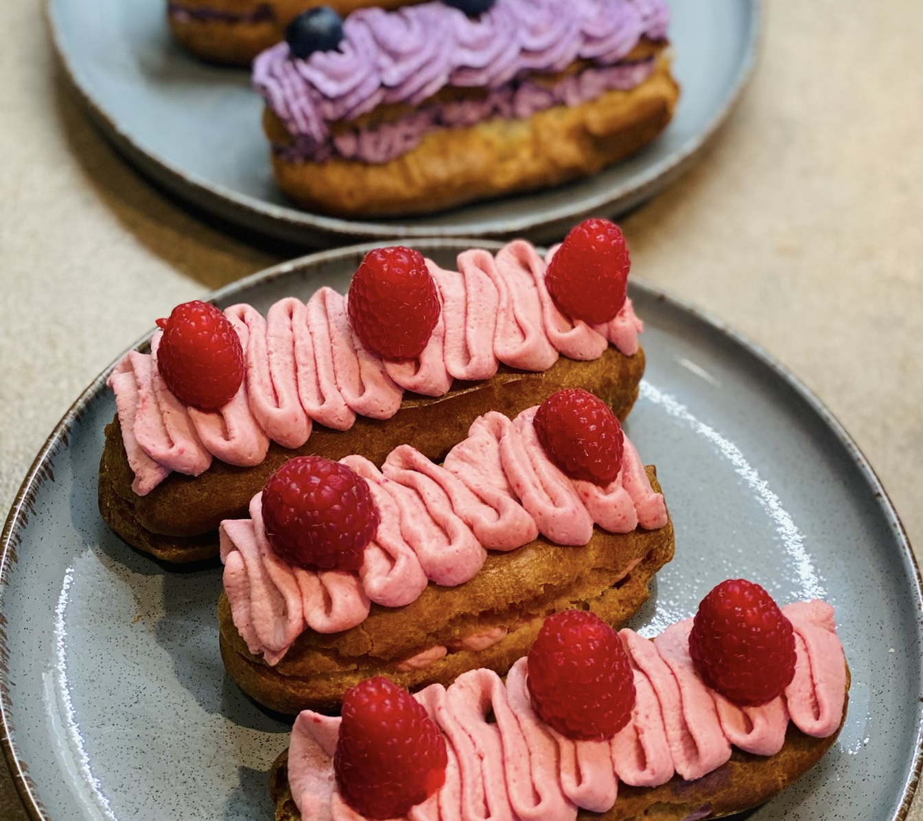Raspberry and Blueberry Eclairs