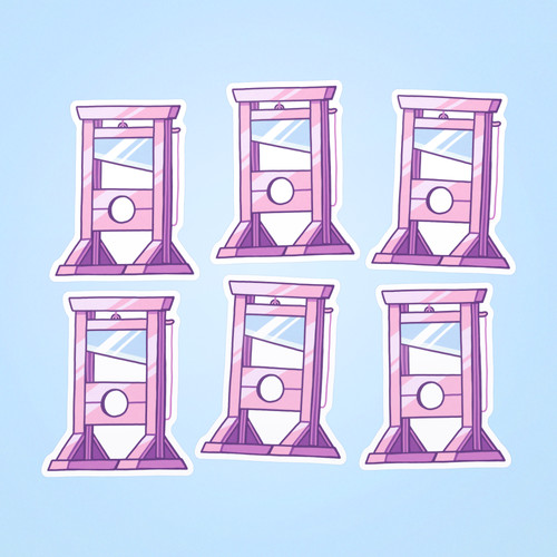 Pink Guillotine Stickers (6 pack) | scrimsy