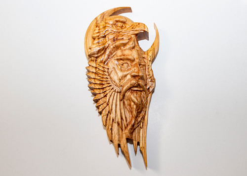 Viking Head Ambrosia Maple Wooden Hanging Art Carving | Dovetail Artistry
