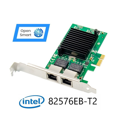 Open Smart 2 Port Intel 82576EB-T2 1GbE PCIe X1 Ethernet Kart ...