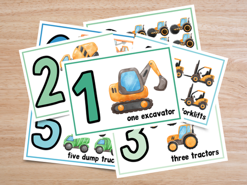 Construction Counting Flashcards | The Giggle Garden
