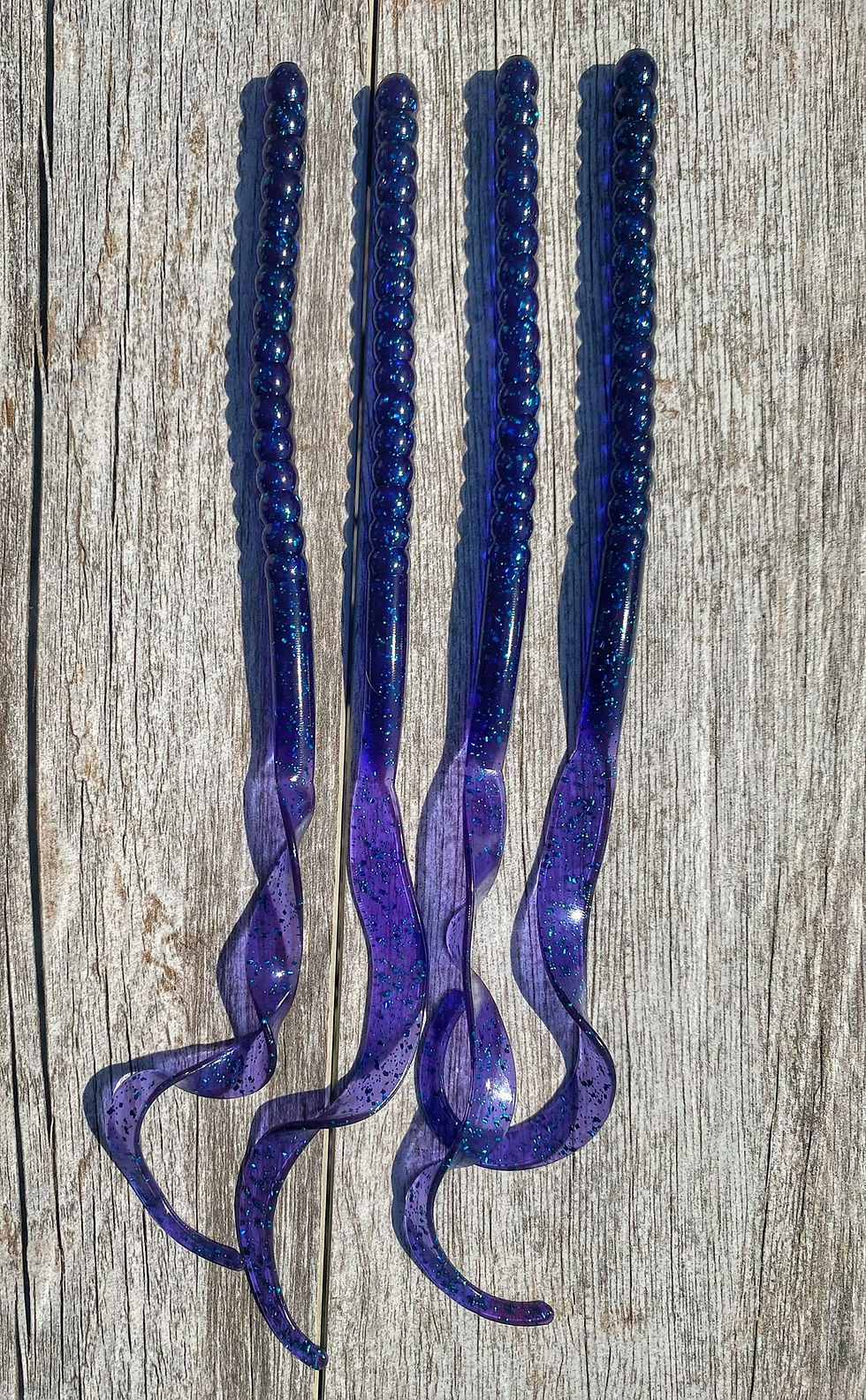 10” Curl Tail Worms - Junebug | Ramsey Baits