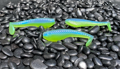 3” SLICK SHAD- Blue/Chartreuse | Ramsey Baits