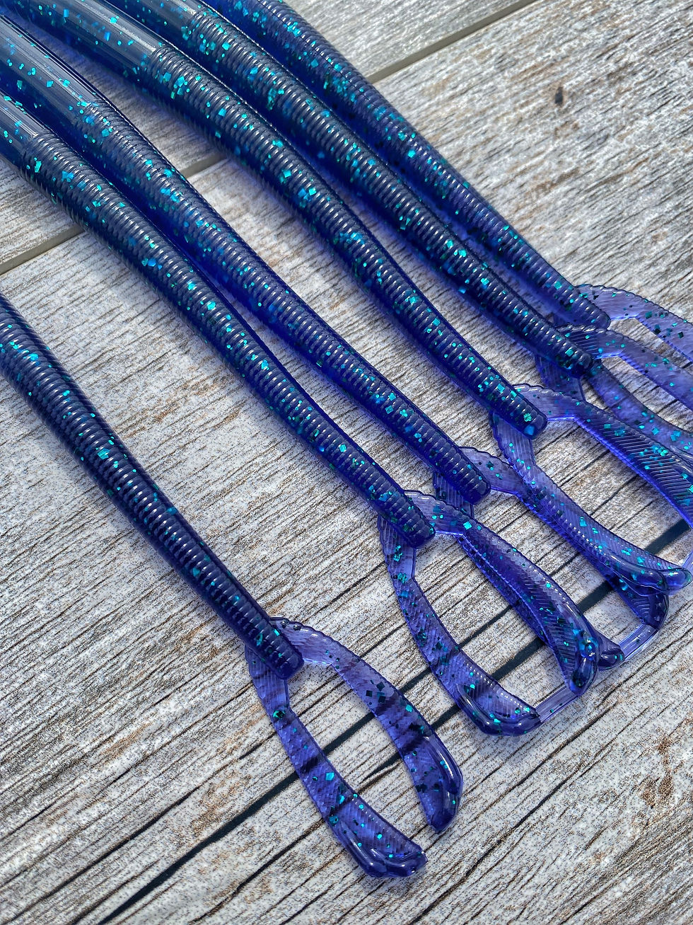 7” Kickertail Worms - Junebug | Ramsey Baits