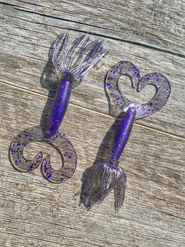 4” DOUBLE TAIL GRUBS- Smoke Purple | Ramsey Baits