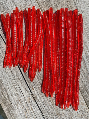 Finesse Worms - Strawberry /Silver flake | Ramsey Baits