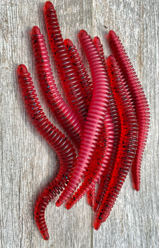 3.5” or 6” Ring Worms - Red Bug Shad | Ramsey Baits