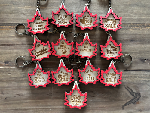 Canadian themed keychains. ( 12 different designs.) | White Oak Designs