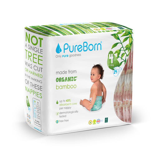 Bundle 6 Single Packs Size 4 Pureborn Organic Bamboo Nappies 7-12 KGS ...