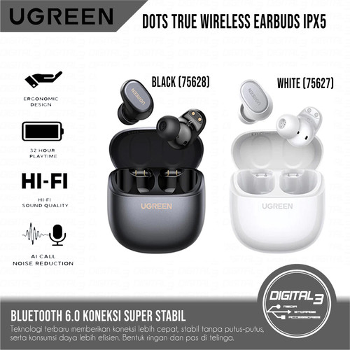 UGREEN Dots TWS Bluetooth 6.0 Wireless Earbuds HiFi Big Bass AI Clear ...