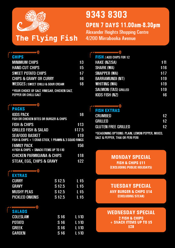 Menu | The Flying Fish