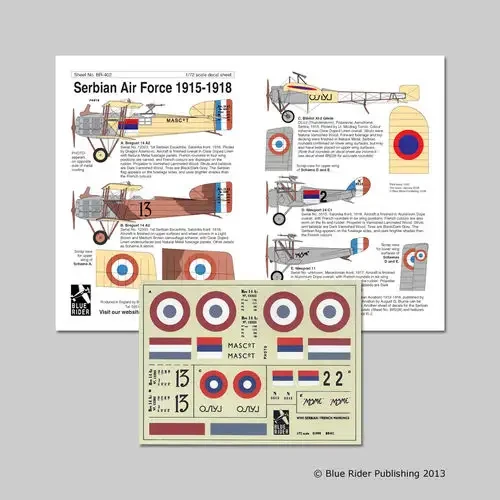 Blue Rider Publishing, BR402, Serbian Aviation: Part 1, Decals, 1/72 ...