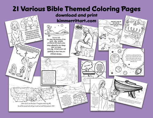 21 Various Bible Themed Coloring Pages | Kim Merritt Art