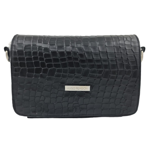 cross body blanco con negro croco | Hugo Rendon