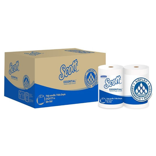 Toalla de papel 3 packs de 2 rollos X 177m Essential Airflex Scott ...