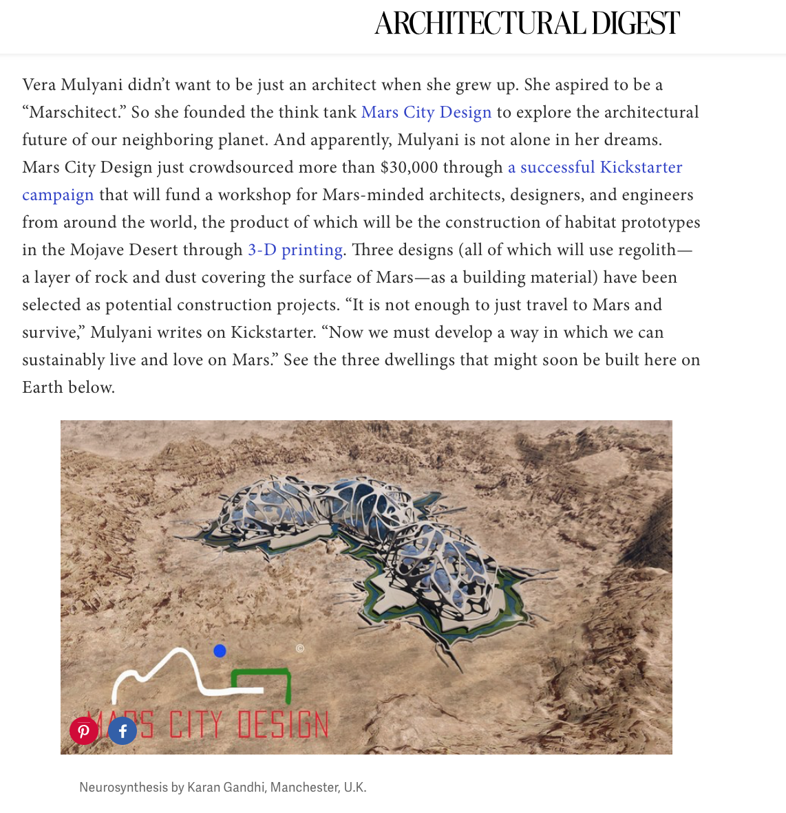 Mars Project | Mars City Design | United States